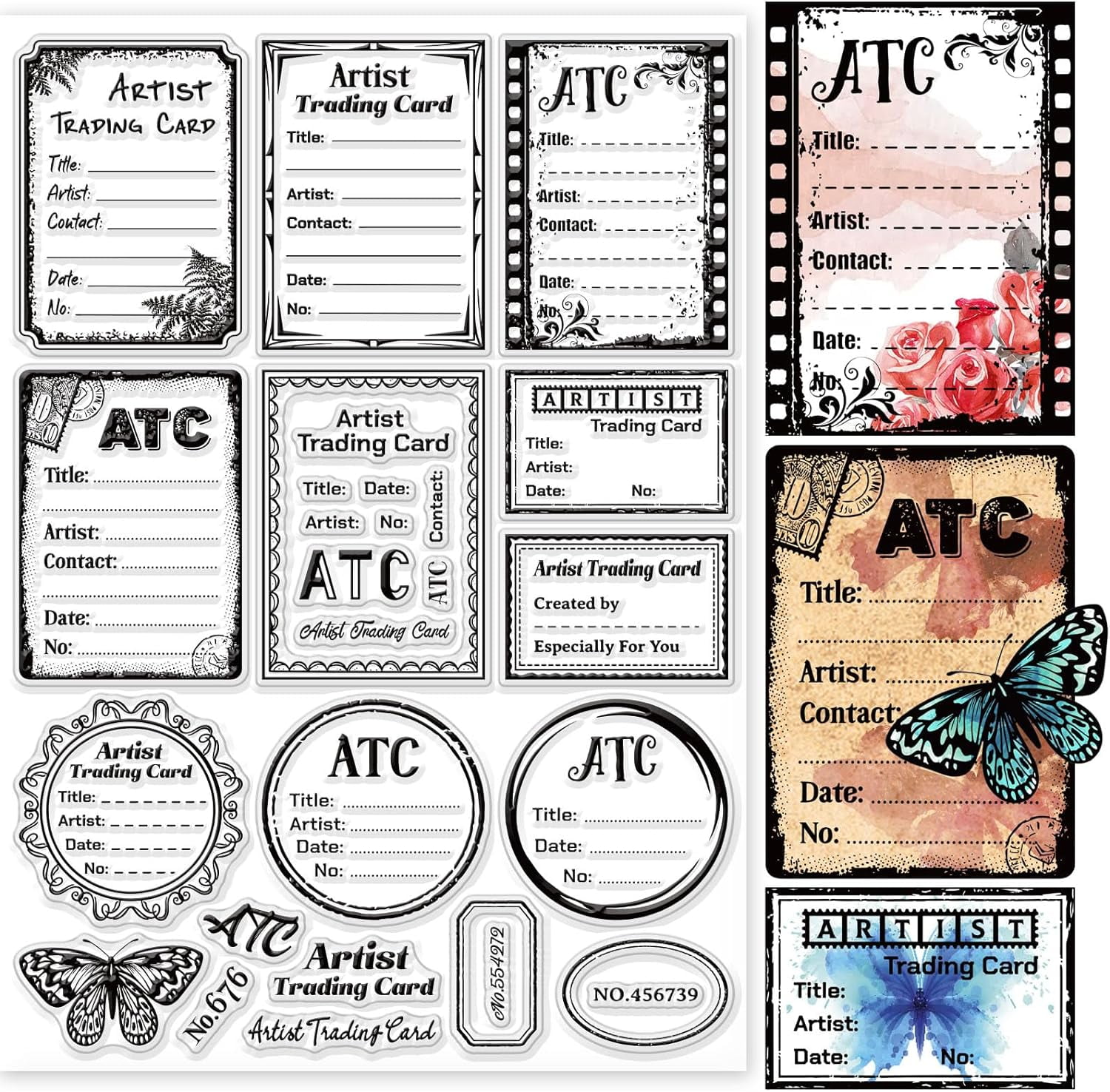 ATC Frame Background Clear Stamps for DIY Scrapbooking 11.7x8.3inch ...