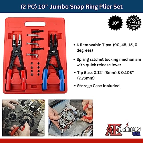 ATE Pro. USA - 4PC Snap Ring Plier Set | 16" Jumbo Snap Ring Pliers ...