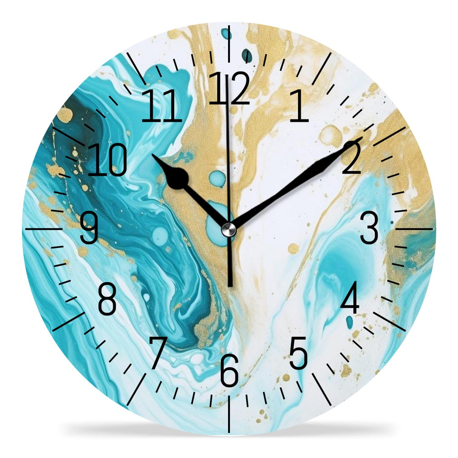 ATEDEANEI 12" Wall Clock Battery Operated Silent Non Ticking Green ...
