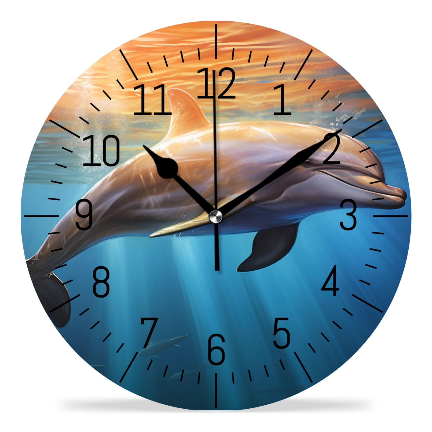 ATEDEANEI 12" Wall Clock Battery Operated Silent Non Ticking Ocean ...