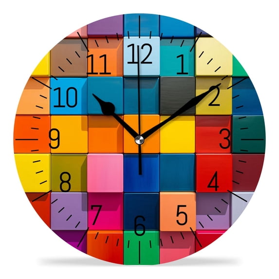 ATEDEANEI 12" Wall Clock Battery Operated Silent Non Ticking Rainbow ...