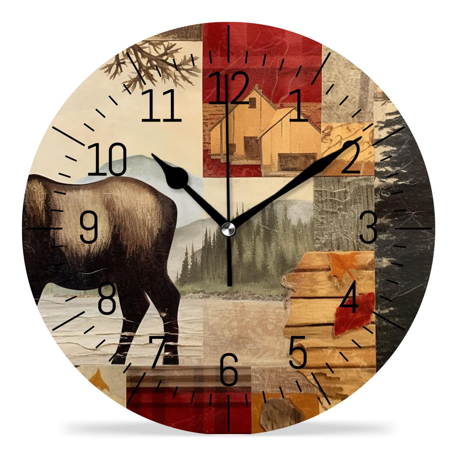 ATEDEANEI 12" Wall Clock Battery Operated Silent Non Ticking Rustic ...