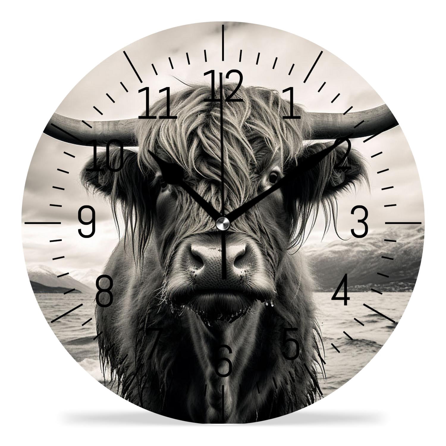 ATEDEANEI 12" Wall Clock Battery Operated Silent Non Ticking Scottish ...