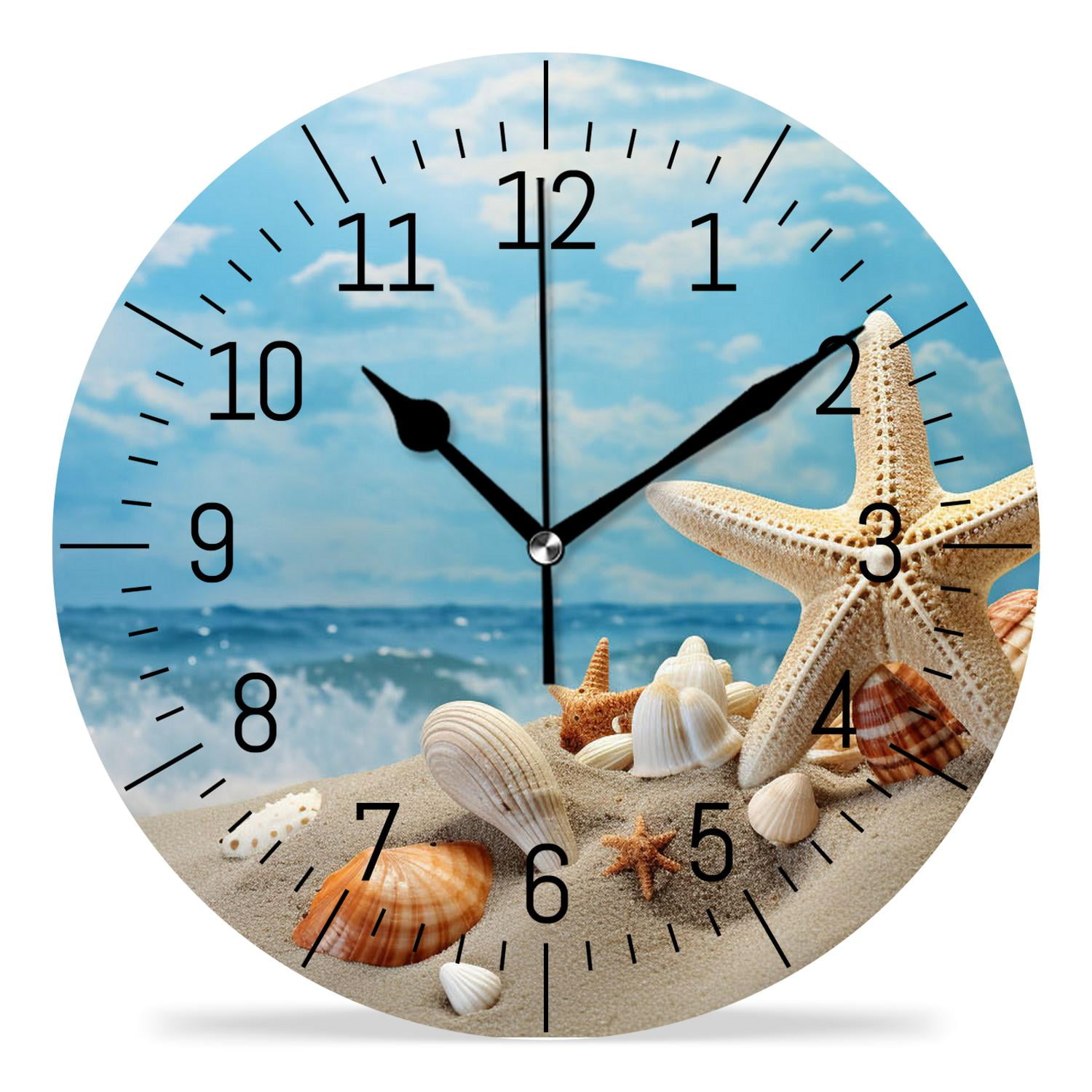 ATEDEANEI 12" Wall Clock Battery Operated Silent Non Ticking Starfish ...