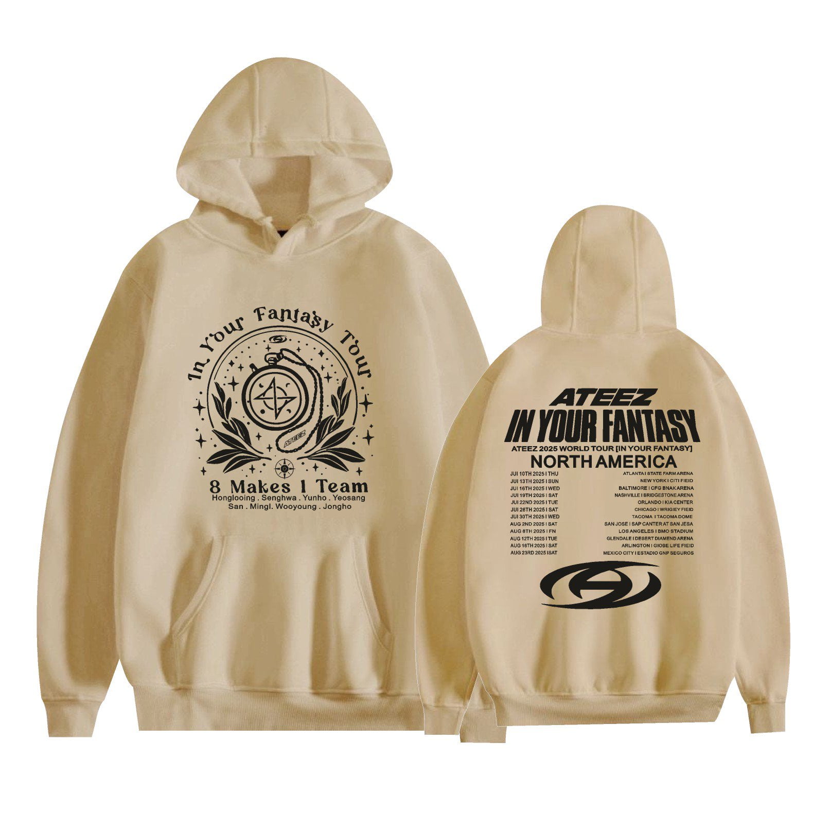 ATEEZ Tour Merch Unisex Oversized Fleece Hoodie - Graphic Print ...