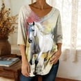 ATENAR Shirts for Women Plus Size Printed Womens Shirts V Neck 3/4 ...