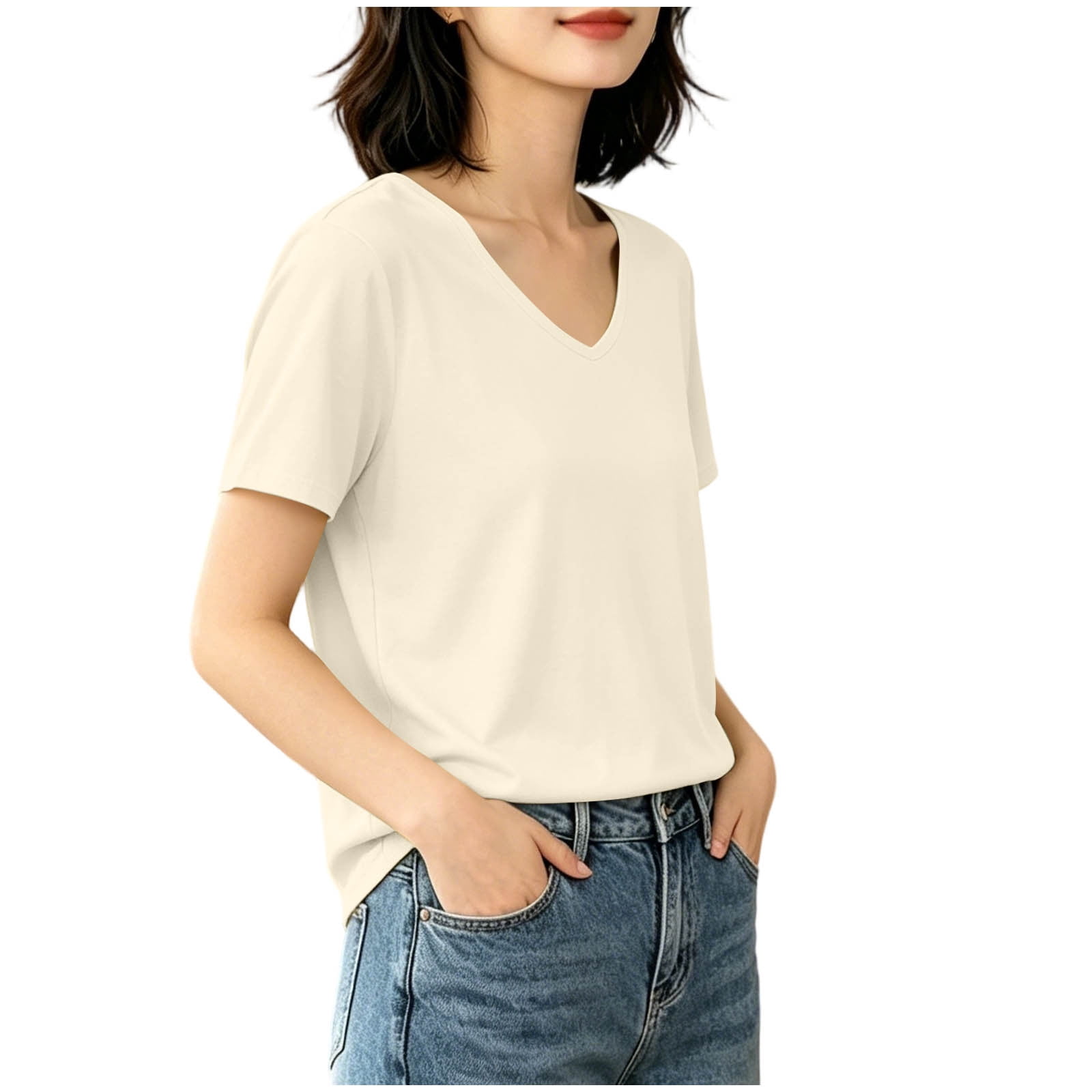 ATENAR Womens Shirts Crew Neck Casual Shirts for Women Short Sleeve ...