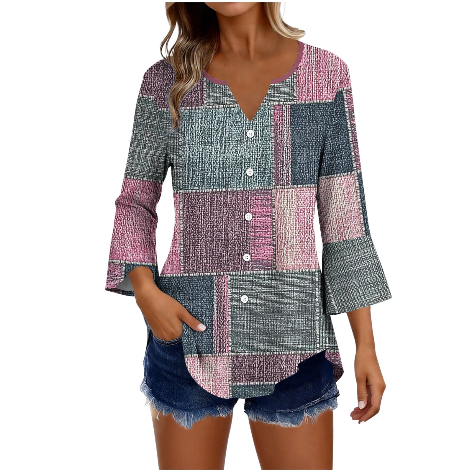 ATENAR Womens Shirts Everyday Fashion Tops for Women Fall Summer Gray M ...