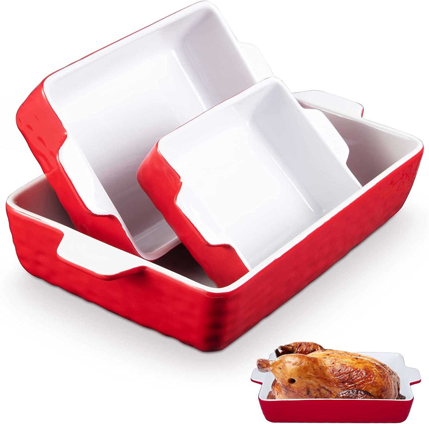 ATENOW 3 Pack Baking Dish Set for Oven, Rectangular Baking Pan with ...