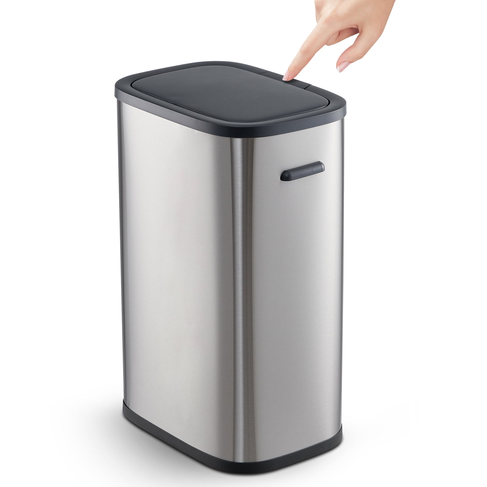 ATENOW 55L/14.5Gal Trash Can with Lid Stainless Steel Kitchen Garbage ...