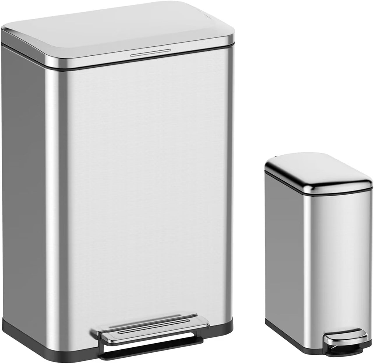 ATENOW Bathroom and Kitchen Trash Can Set, 13Gal & 2.1Gal Stainless ...