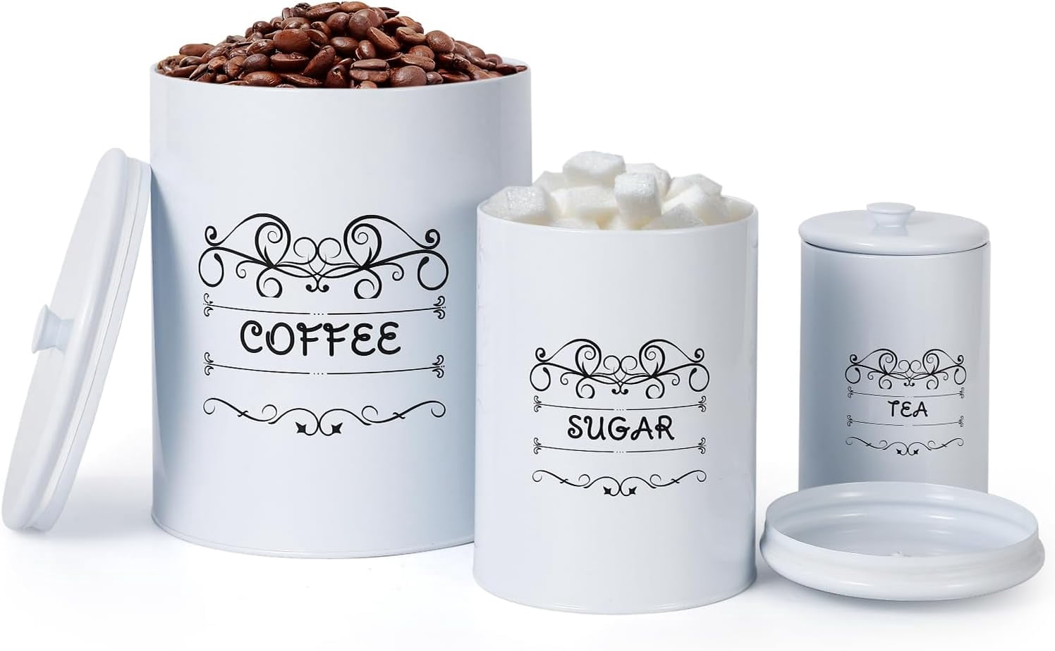ATENOW Kitchen Canisters Set of 3, Vintage Large Food Storage ...
