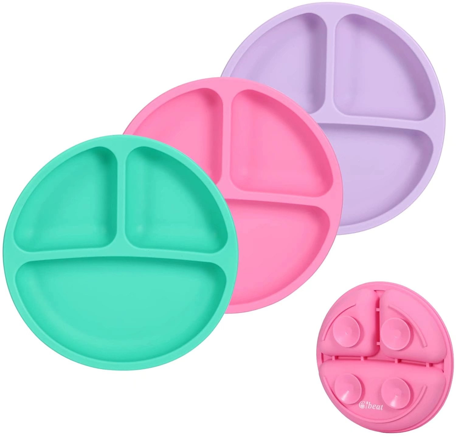 ATENOW Silicone Suction Plates for Babies, 3 Pack Portable Divided ...