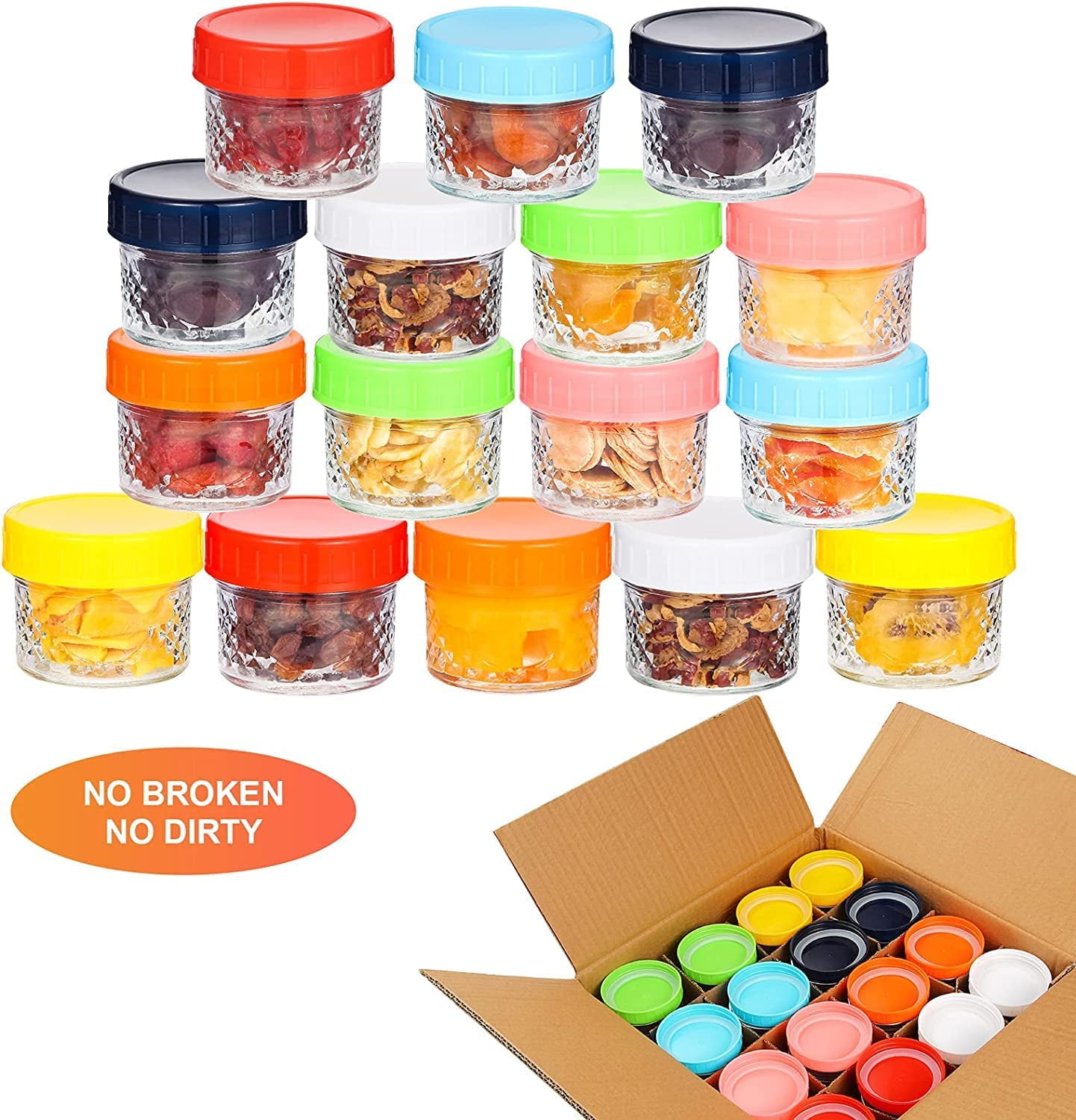 ATENOW Small Mason Jars with Lids 4oz (16 Pack), Glass Canning Jars ...