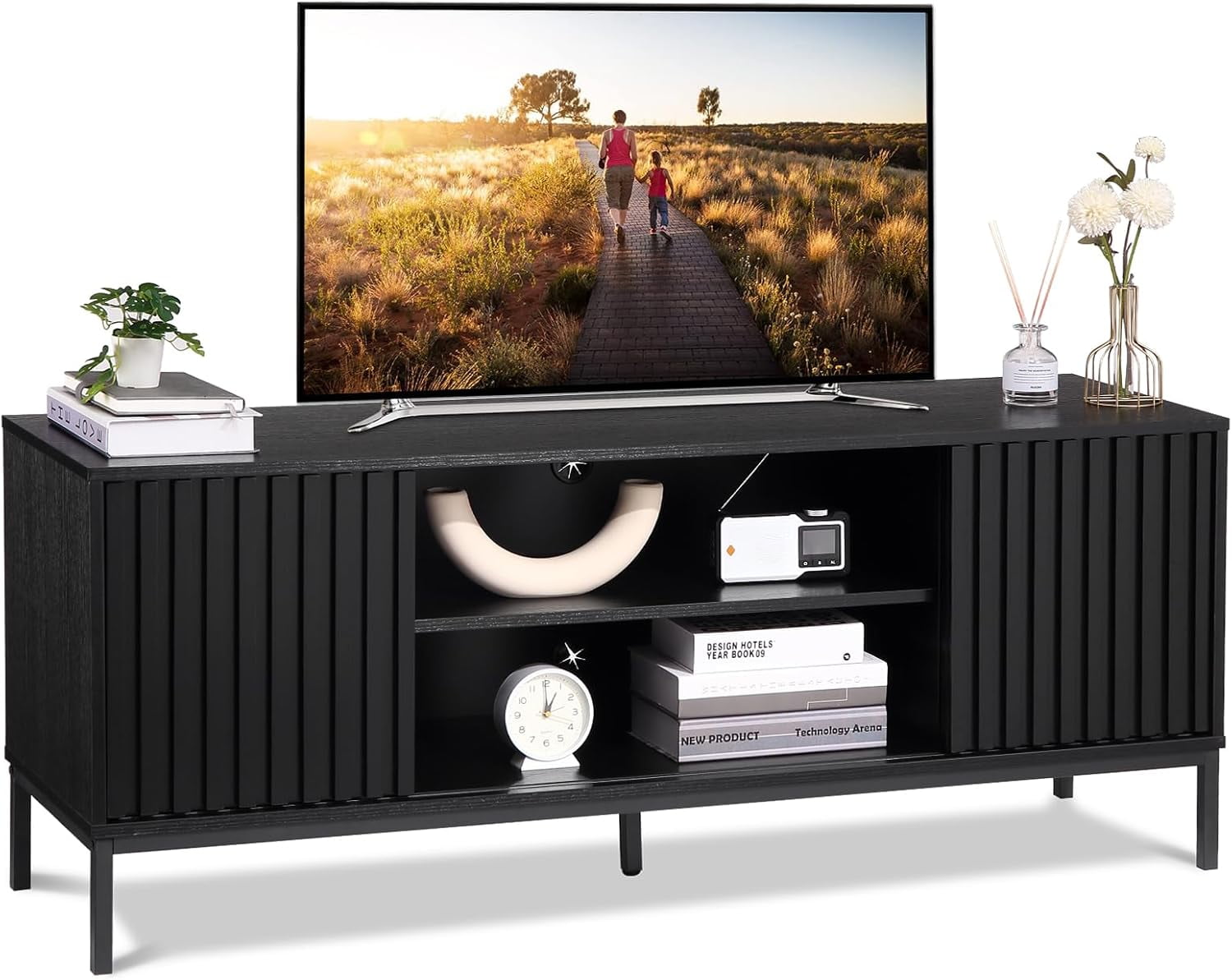 ATENOW TV Stand, Mid Century Modern TV Stand for 55/60/65 inch TV ...