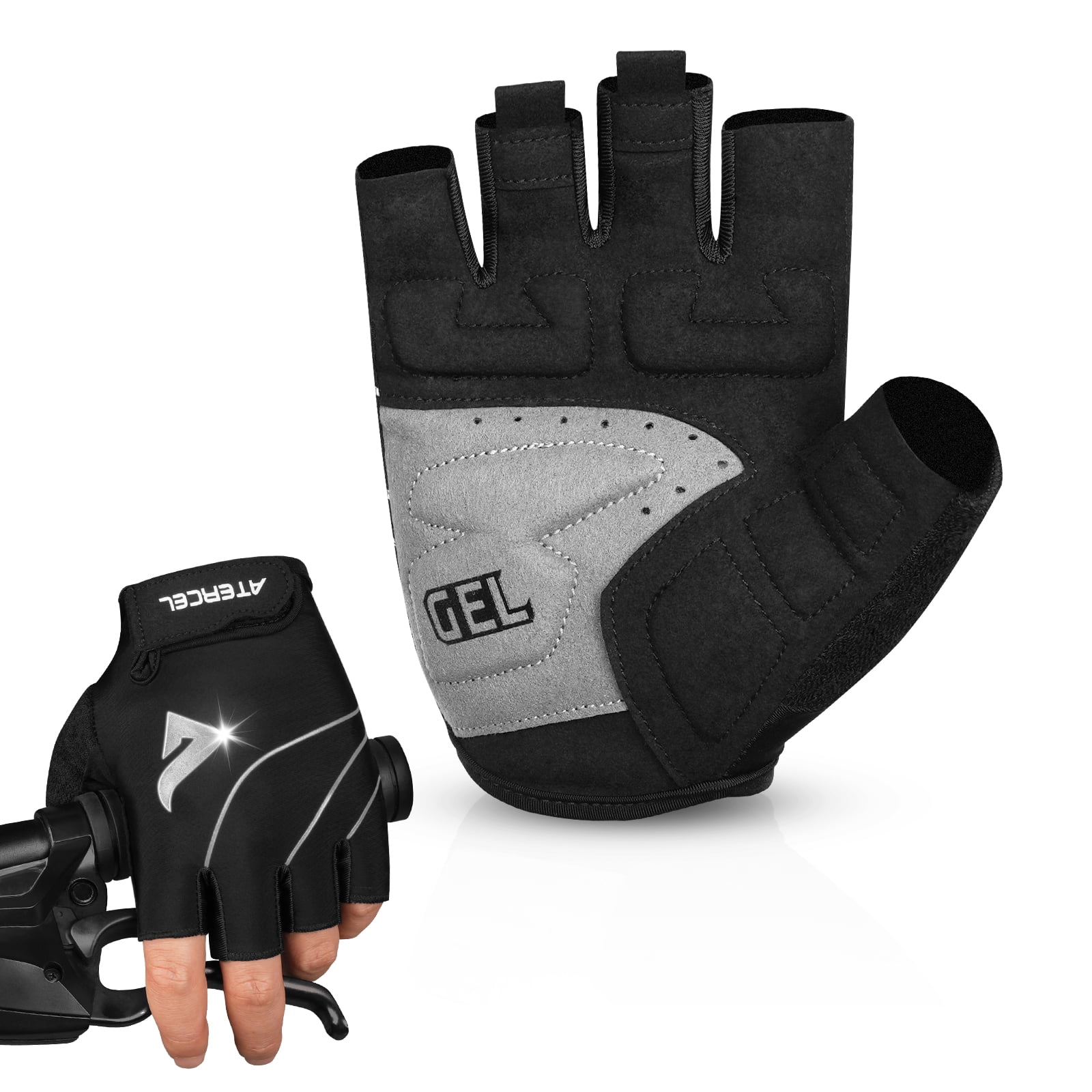 ATERCEL Bike Gloves, 5mm SBR Padded, Breathable, Elastic, Reflective ...
