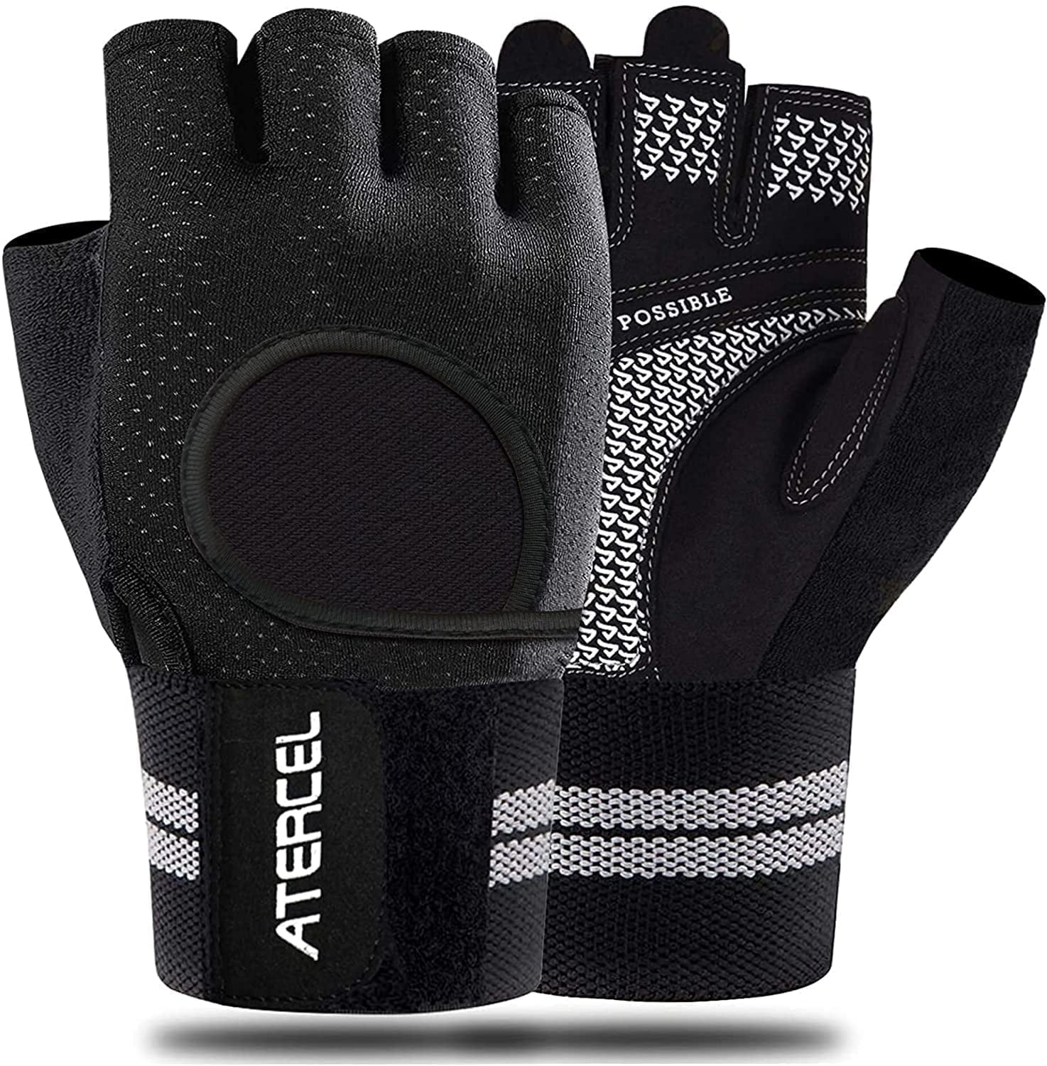 ATERCEL Fitness Hand Weight Lifting Gym Gloves for Men & Women, Workout Gloves with Wrist Strap ...