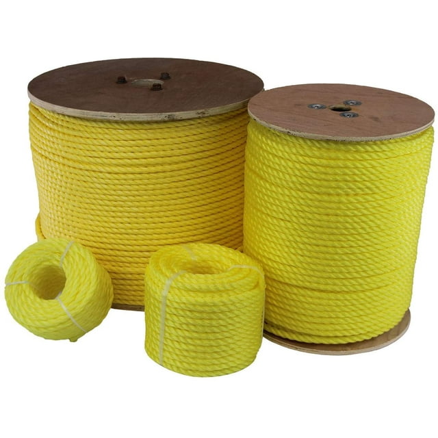 ATERET 1/4 Inch by 600 Feet Twisted 3-Strand Yellow Polypropylene Rope ...