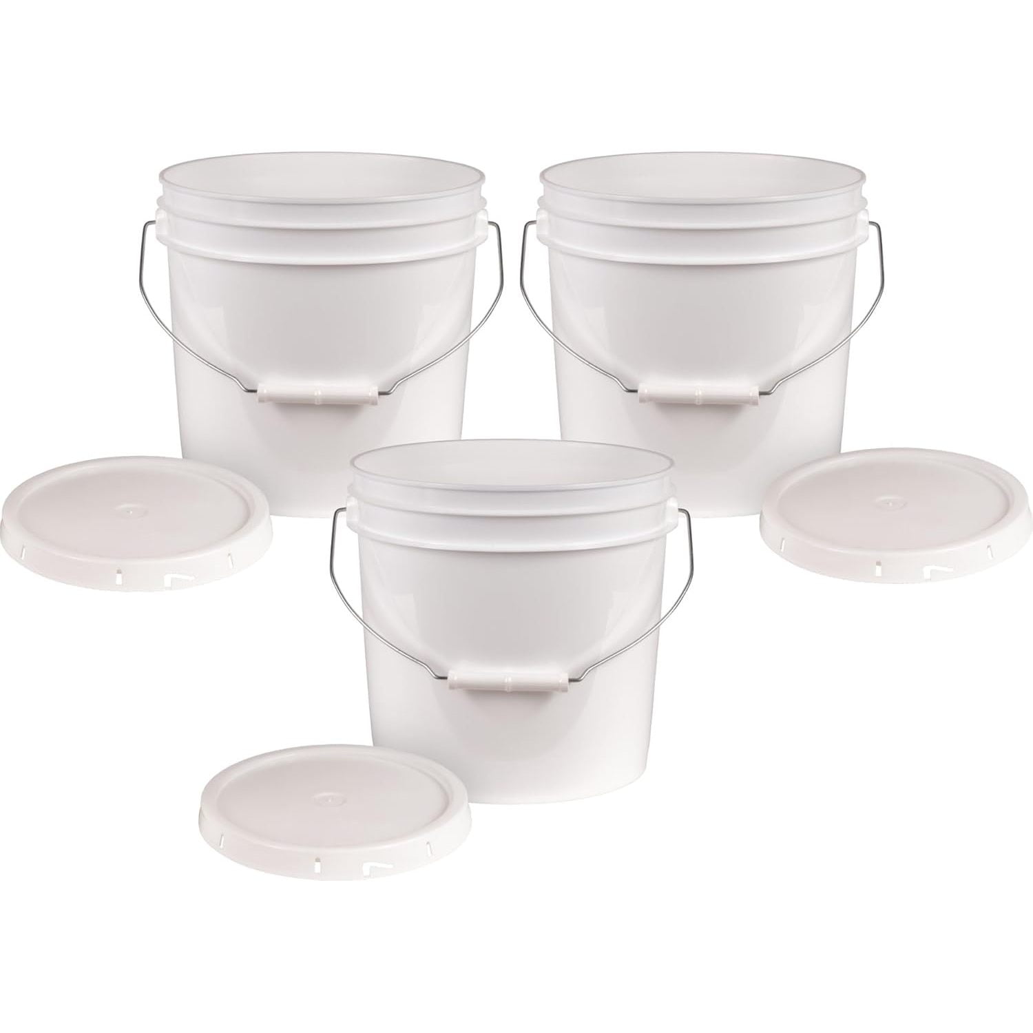 ATERET 2 Gallon White Bucket & Lid - All Purpose Pail with Lids - Food ...