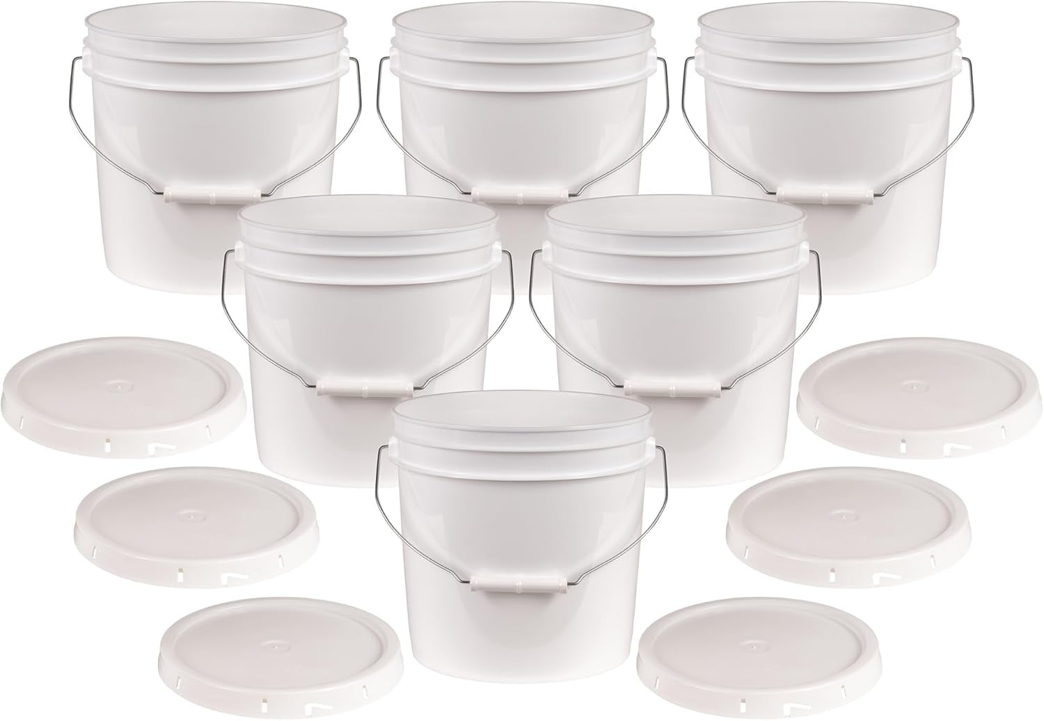 ATERET 2 Gallon White Pail & Lid - All Purpose Pail with Lids - Food ...