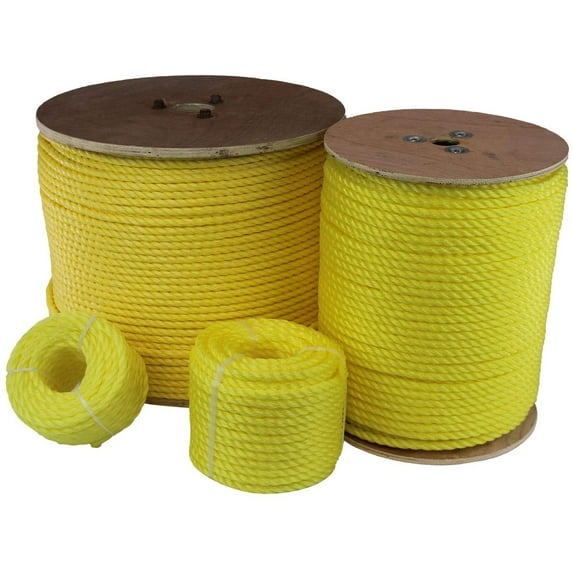 ATERET 3/4 Inch by 600 Feet Twisted 3-Strand Yellow Polypropylene Rope ...