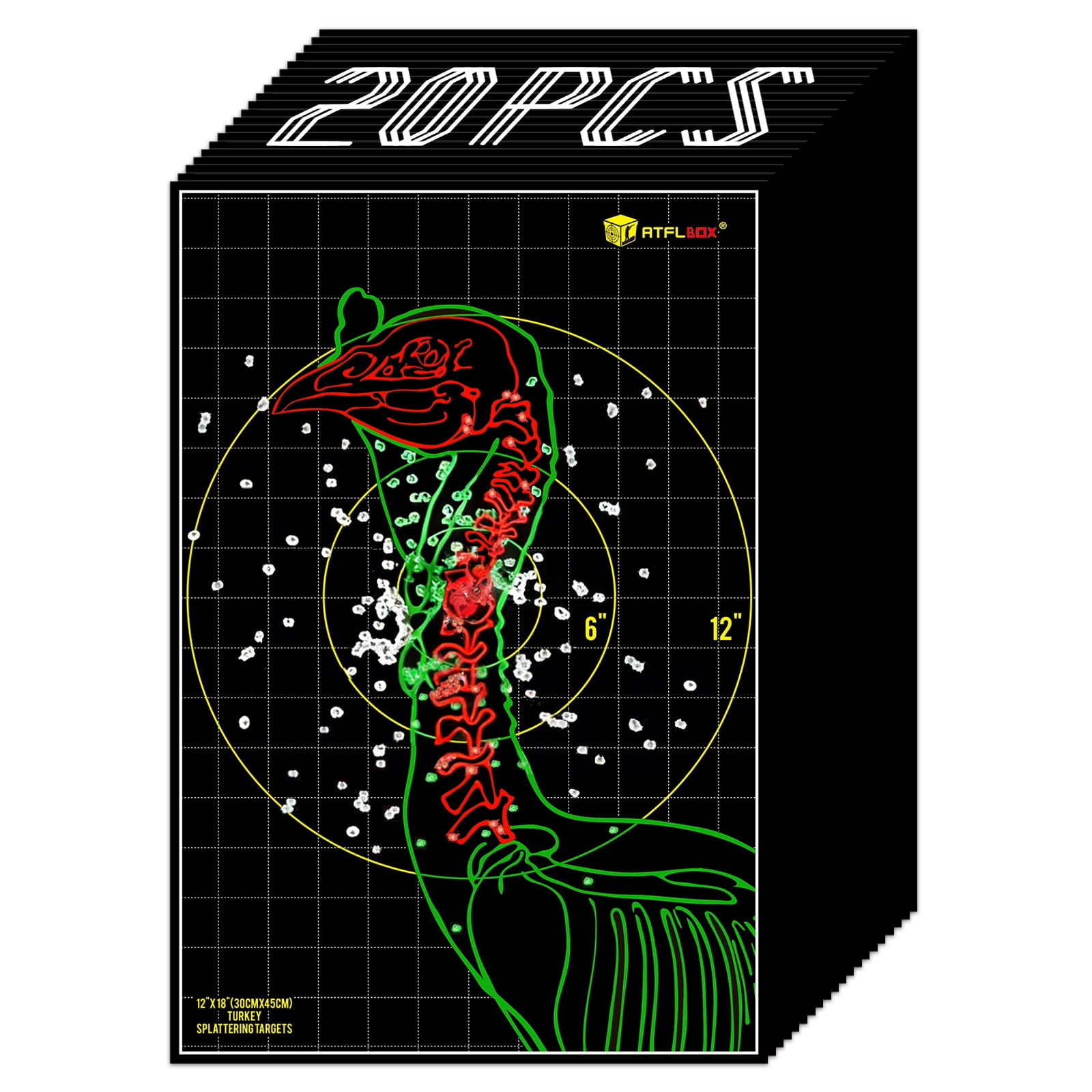 ATFLBOX 20 Pcs Splatter Turkey Targets, 12x18 Inch Adhesive Highly ...