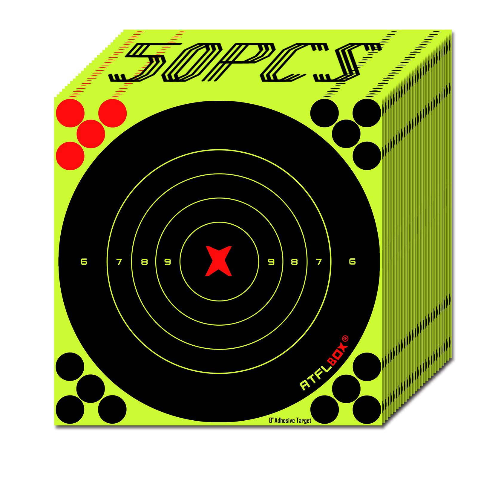 ATFLBOX 8 Inch Splatter Adhesive Bullseye Fluorescent Yellow Shooting ...
