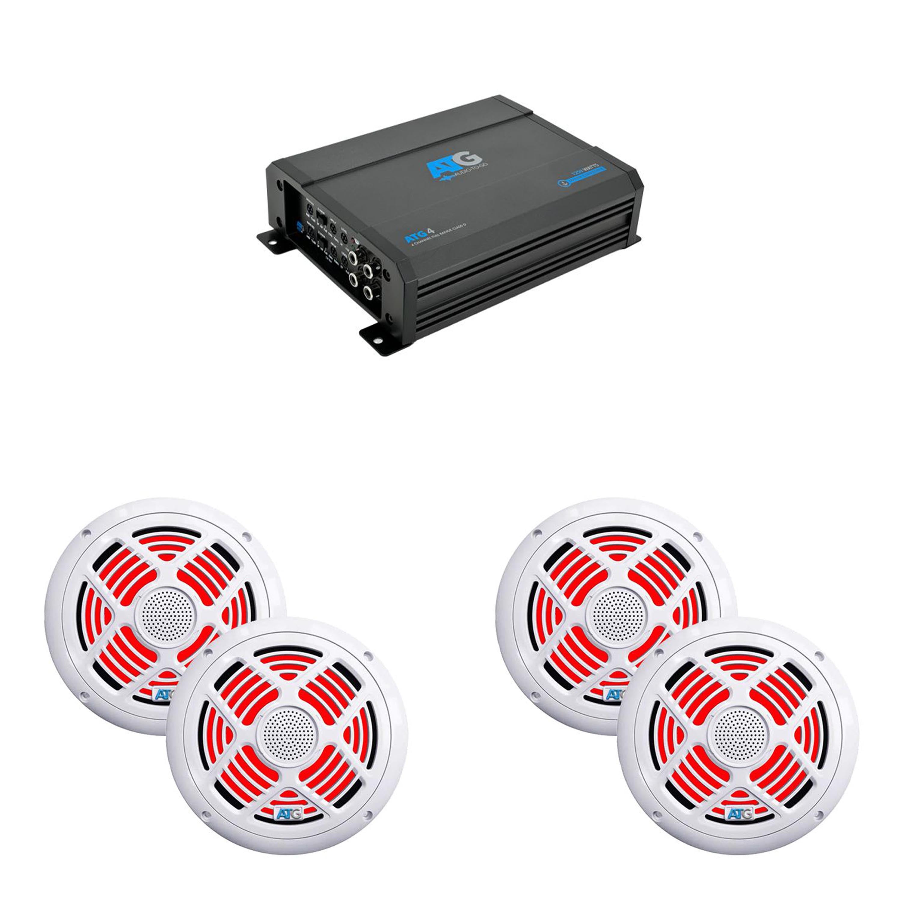 ATG 1000 Watt RMS Full Range Compact Marine 4 Channel Amplifier with (2 ...