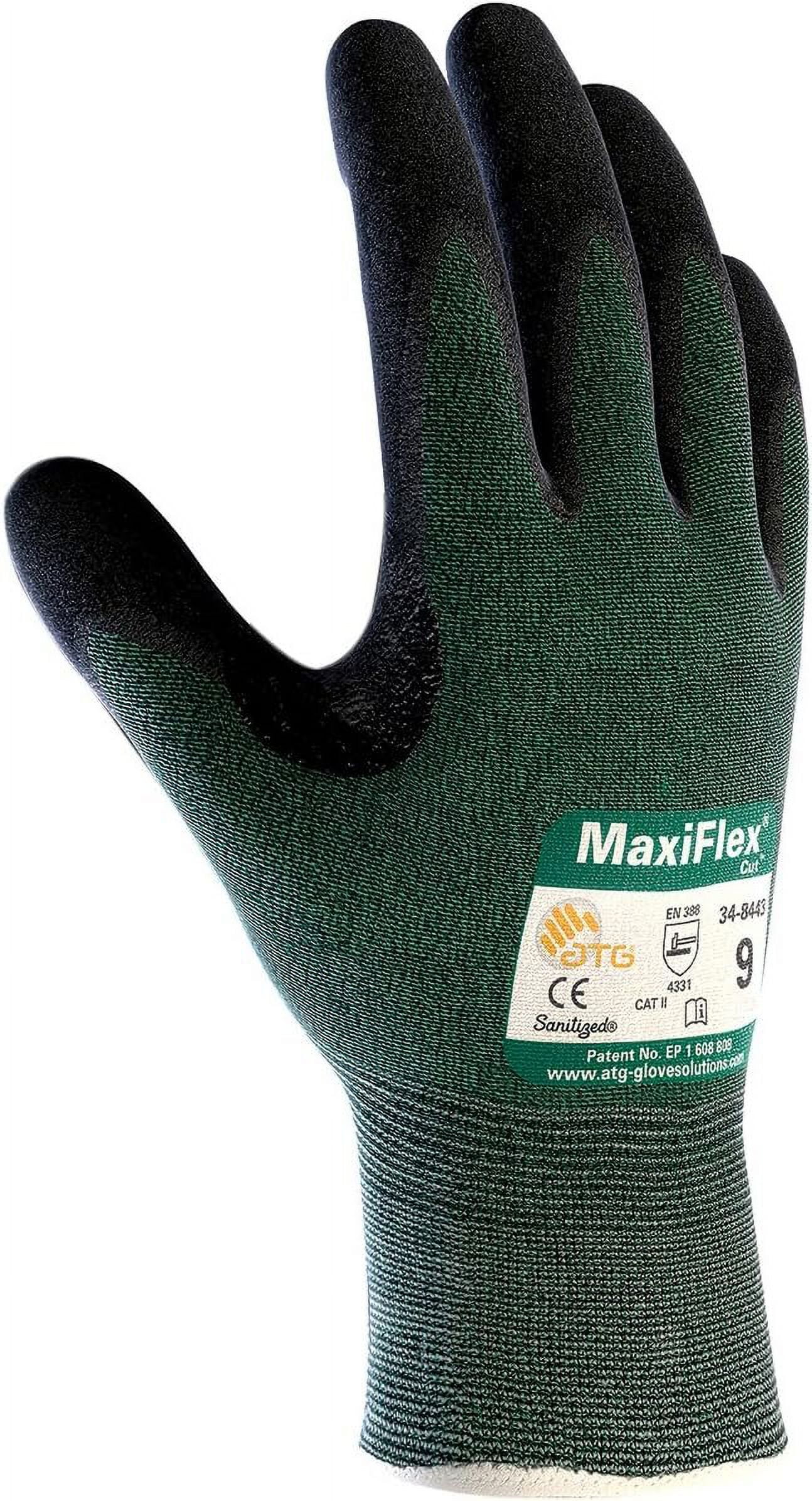 ATG 34-8443/XL Maxiflex Cut, Green Eng Yarn, Black Nitrile Dotted ...