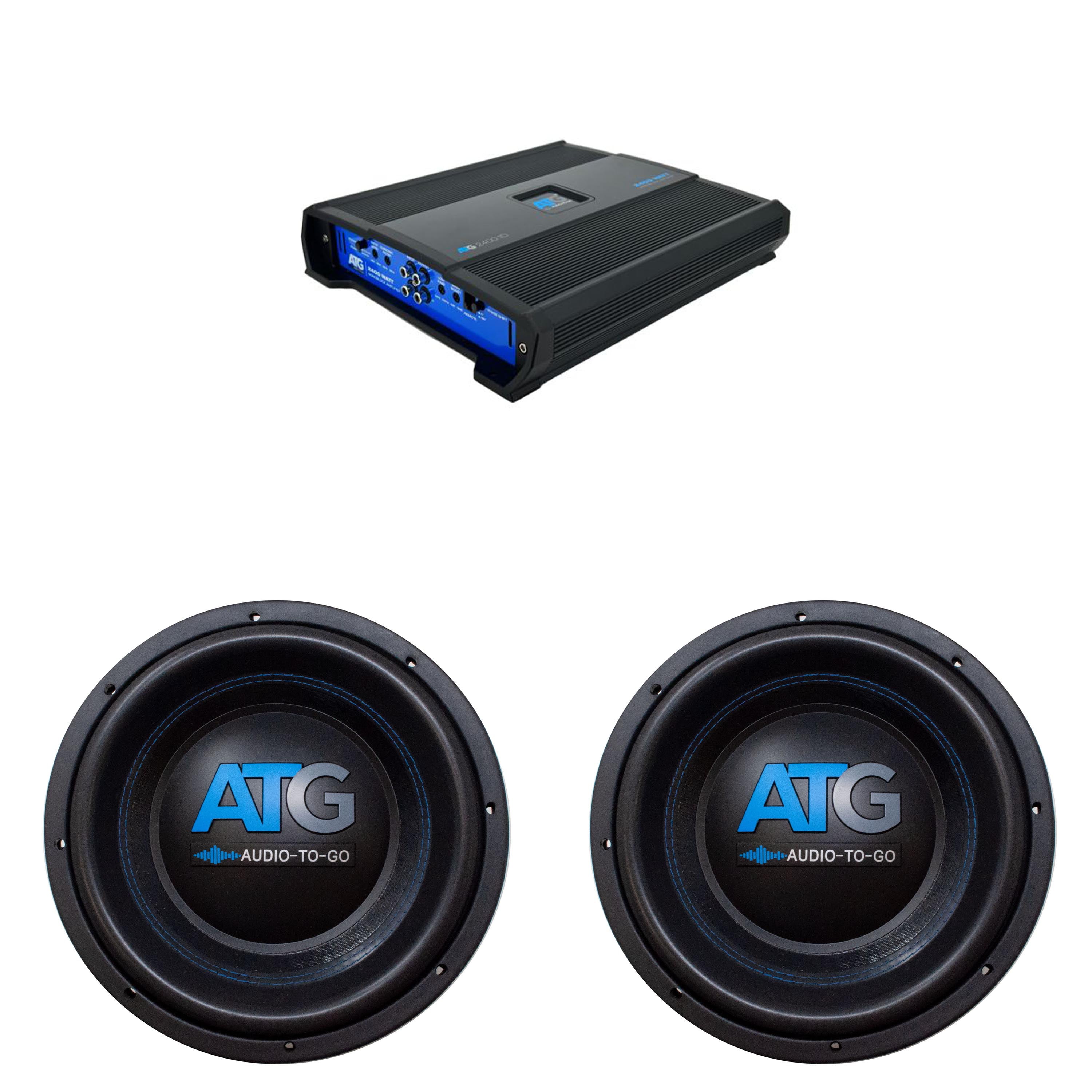 ATG Audio Two 12" High Excursion Subwoofers with 1-Ohm Stable 2400 Watt ...