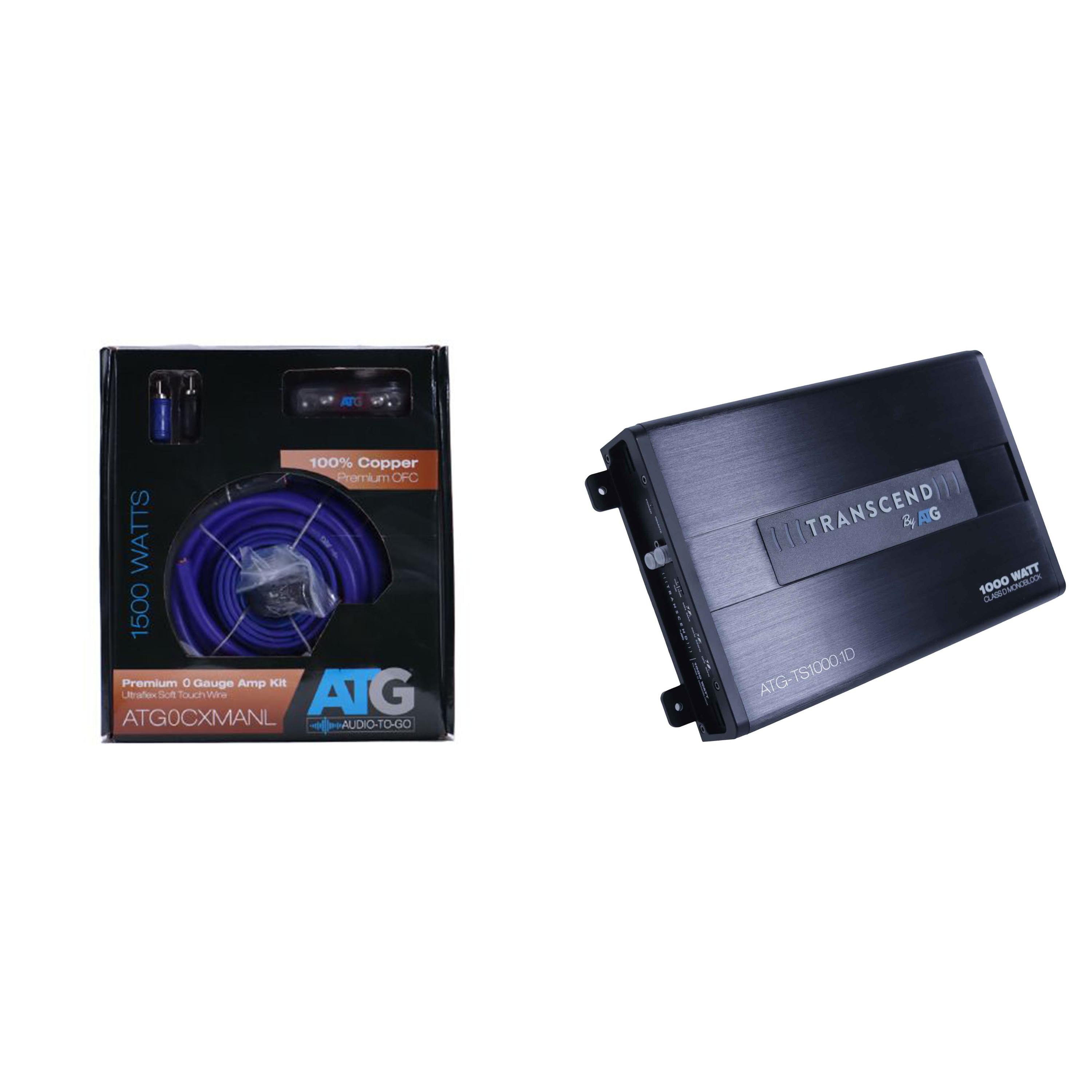 ATG Transcend Series 1000 Watt Class D Mono Amplifier with OFC 0 Gauge ...