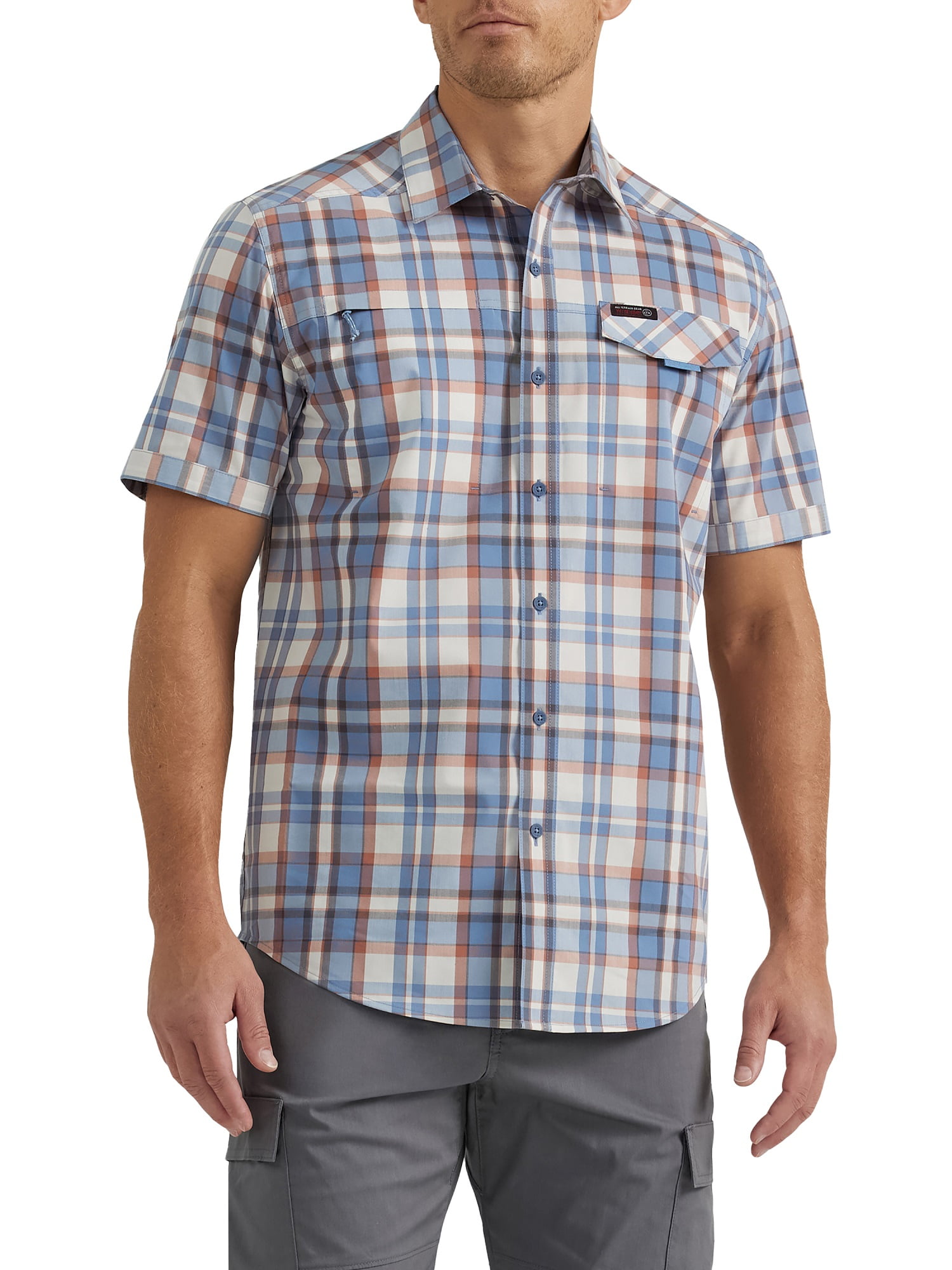 ATG by Wrangler® Men's Asymmetric Zip Pocket Shirt with UPF 40 ...