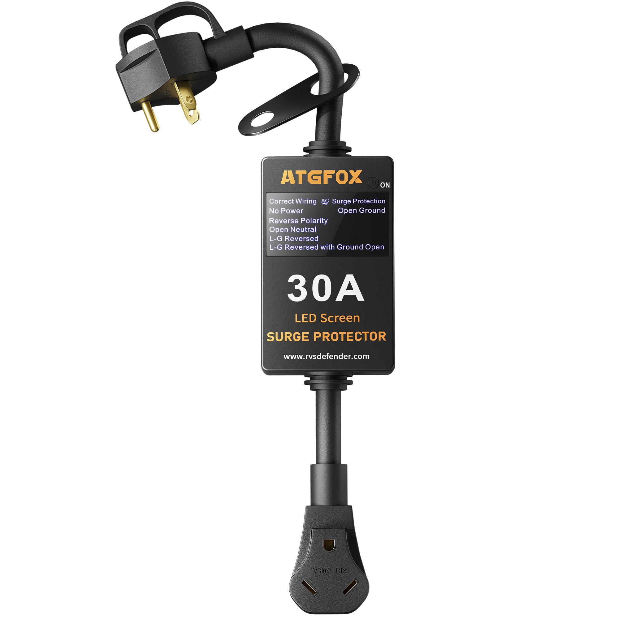 ATGFOX 30A ABS, RV Surge Protector Plug with 3.8" Display Screen ...