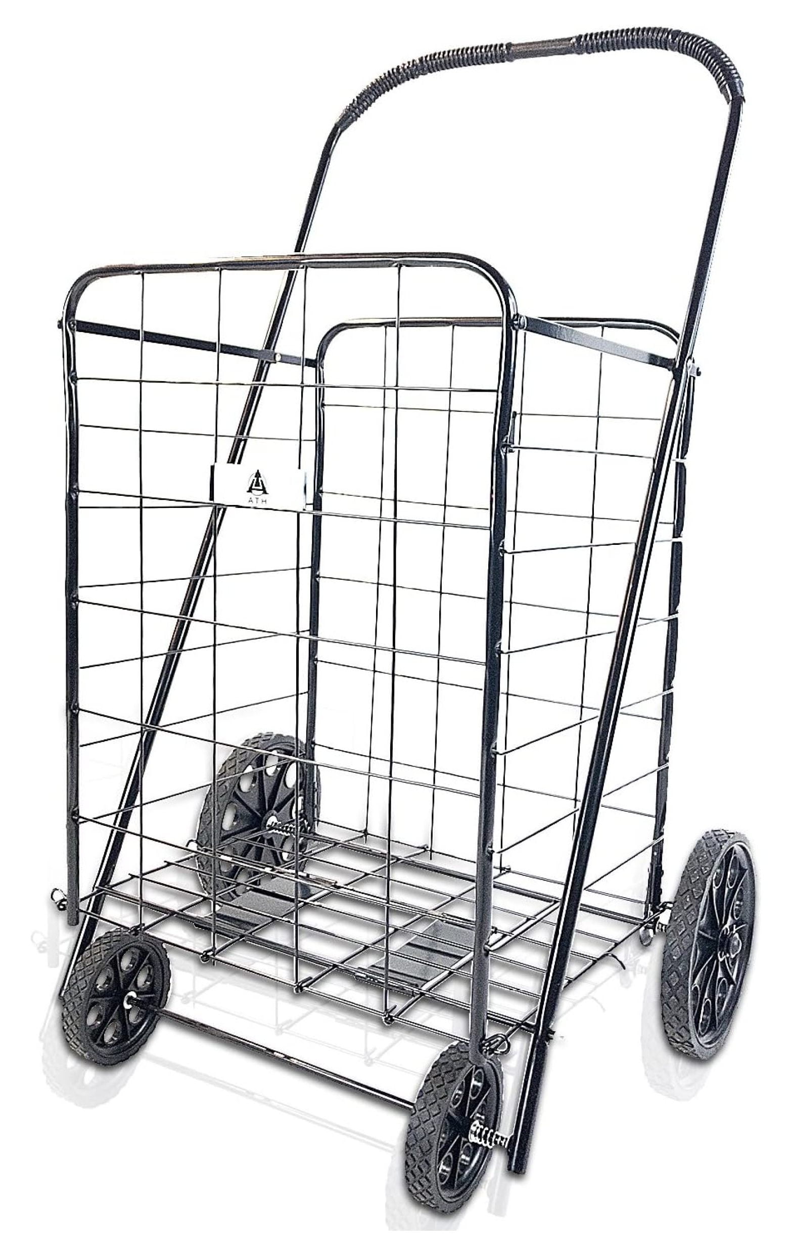 ATH Large Deluxe Rolling Utility / Shopping Cart - Stowable Folding ...