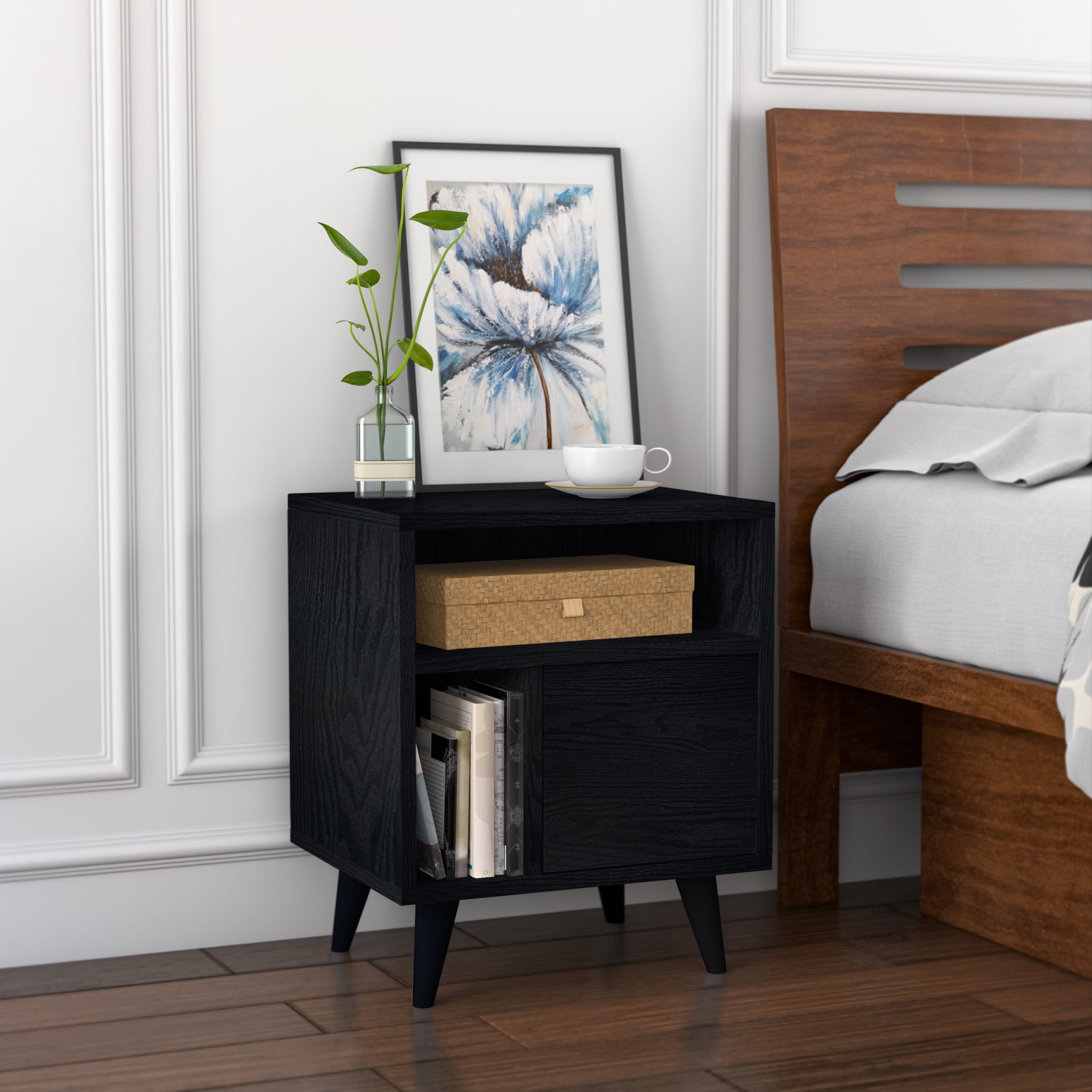ATHENEE HOME Gramercy Bedside Table - Nightstand Endtable Bookcase ...