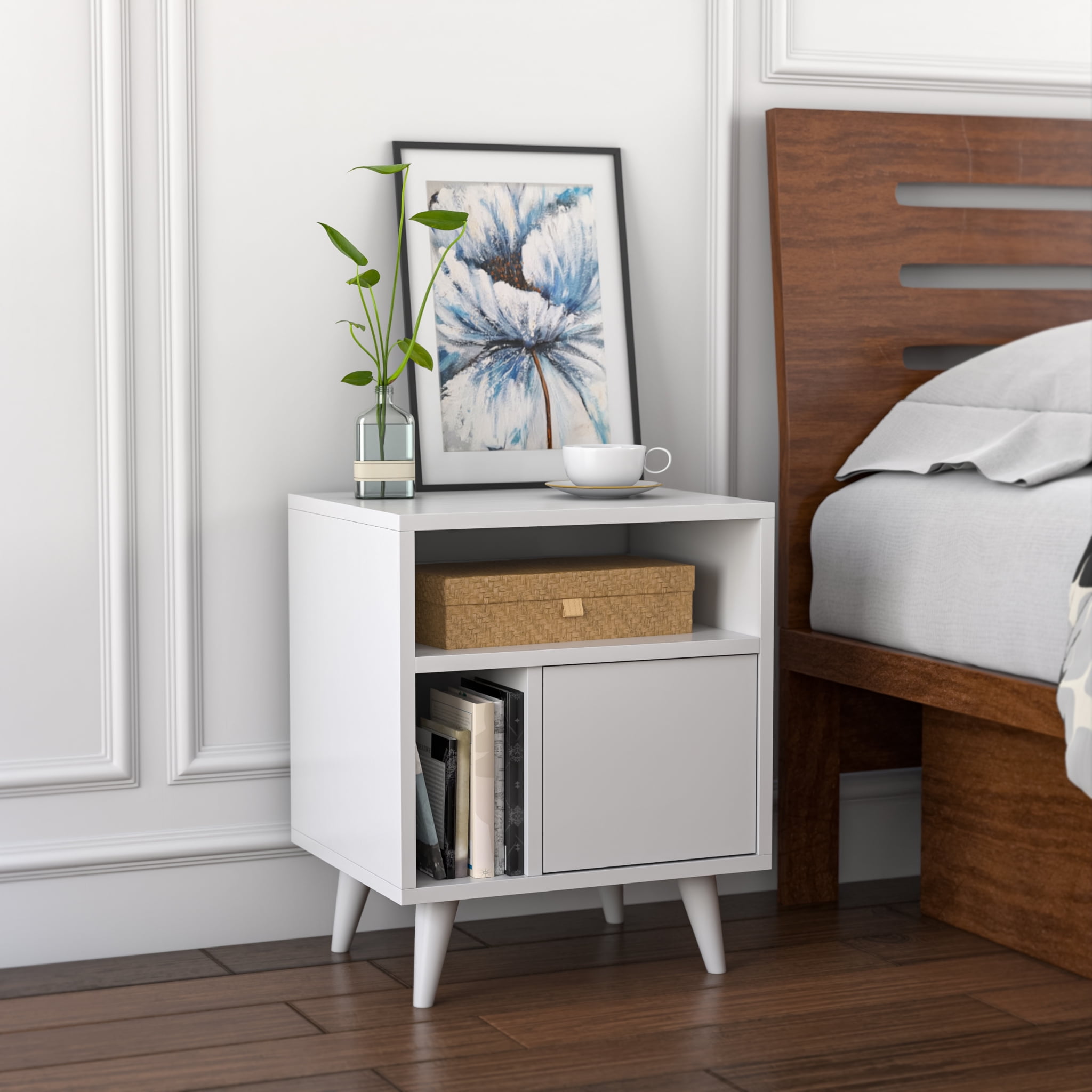 ATHENEE HOME Gramercy Bedside Table - Nightstand Endtable Bookcase ...