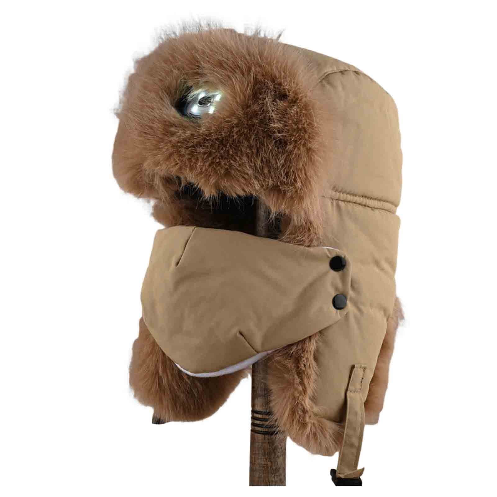 ATHJRT Men's Trooper Trapper Caps Solid Color Fuzzy Mask Outdoor Sports ...