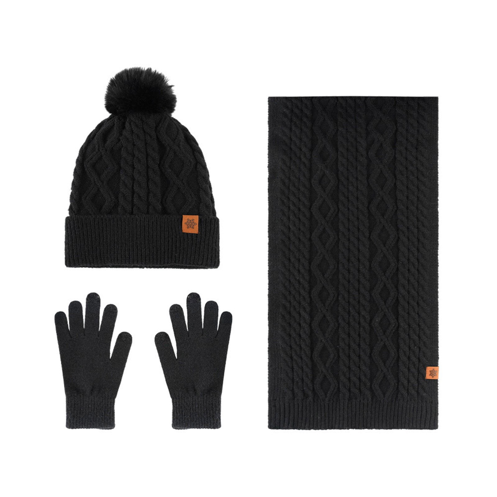 ATHJRT Winter Hat Glove Scarf Set for Men Women 3 Pieces Skullcaps ...