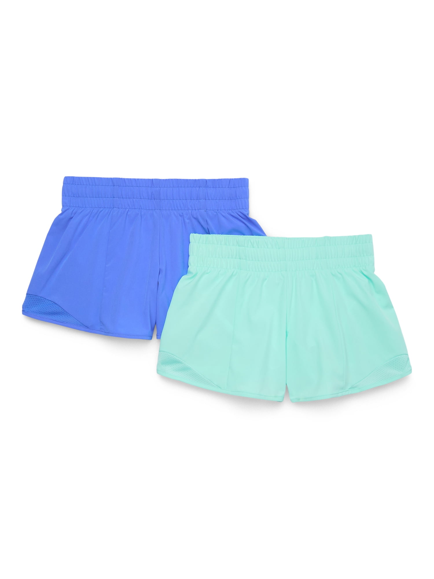 Athletic Works Girls Printed and Solid Active Running Shorts, 2-Pack ...