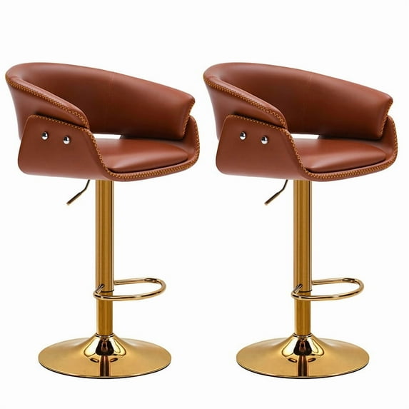 ATHOPE Bar Stools Set of 2, PU Leather Counter Height Stools with Back ...