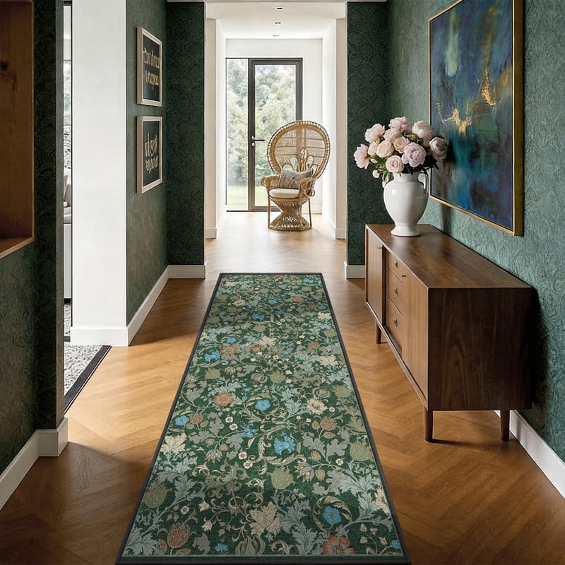 ATHOPE Floral 2x6 Area Rug, Machine Washable Rugs Soft Non Slip Low ...