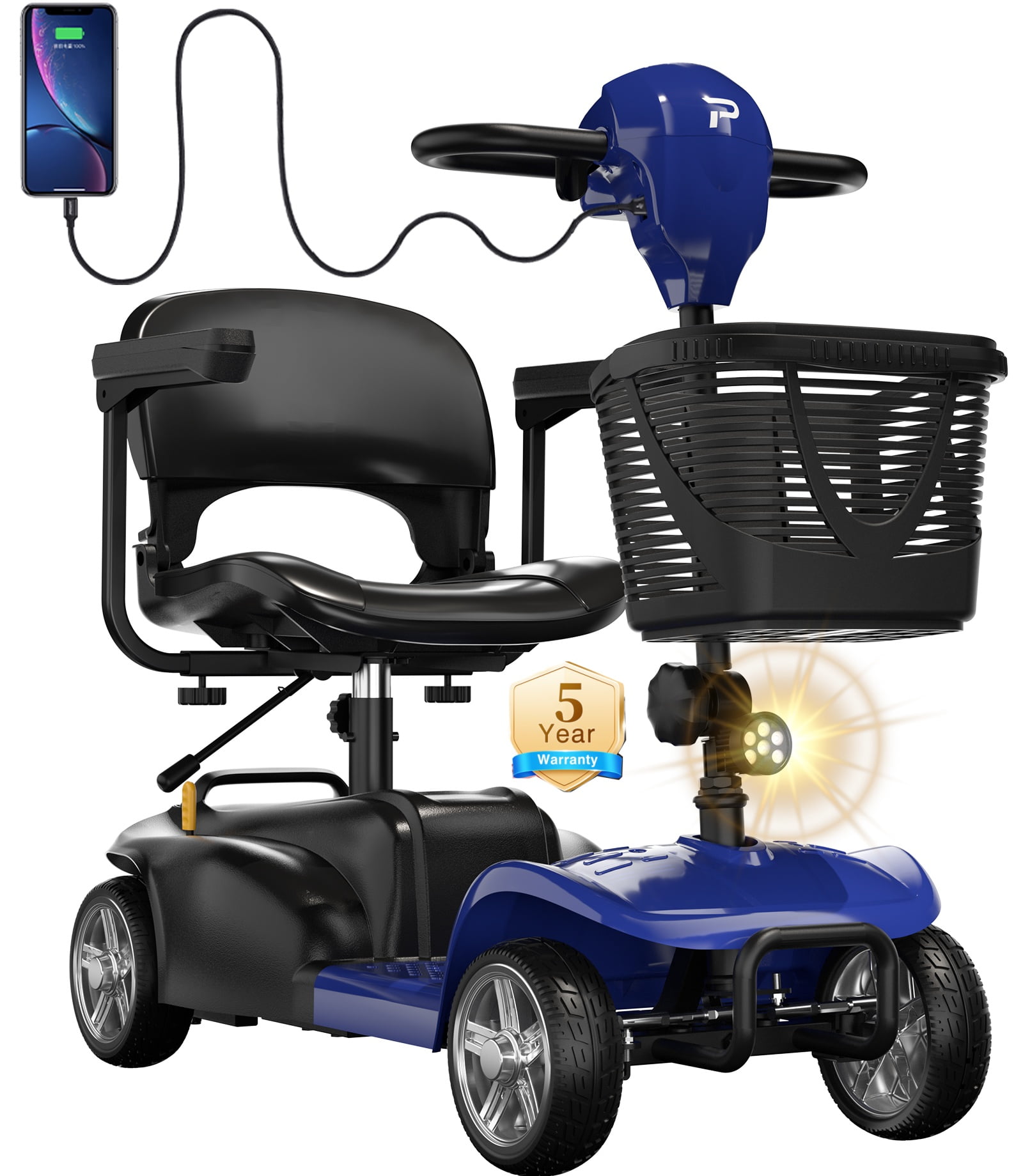 ATHOPE 4 Wheel Powered Mobility Scooters for Seniors 15 Miles Long ...