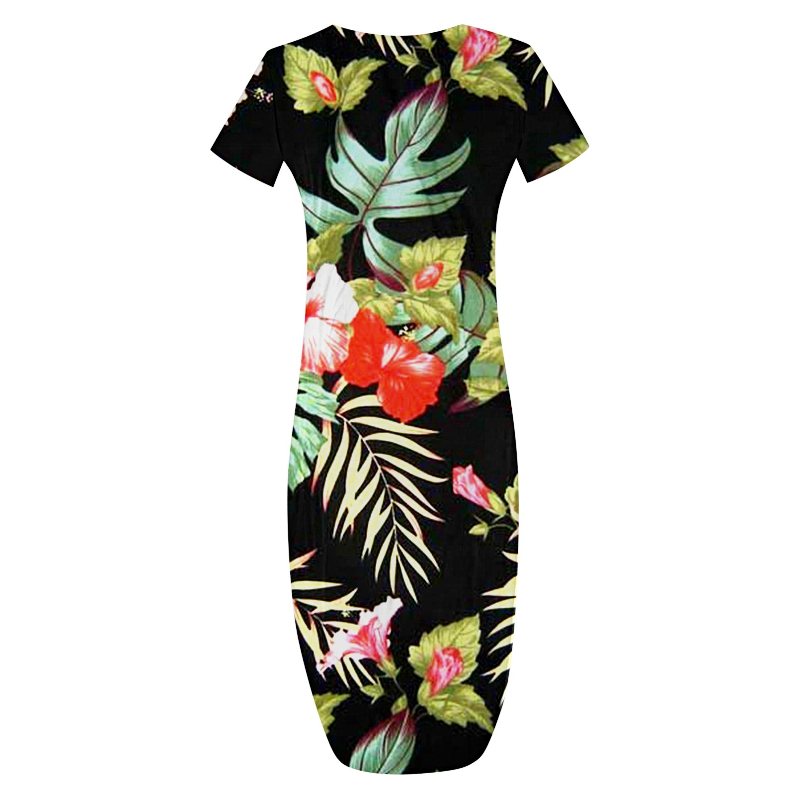 ATIENUBEE Short Sleeve Dress for Women Casual Loose Long Dress Split ...