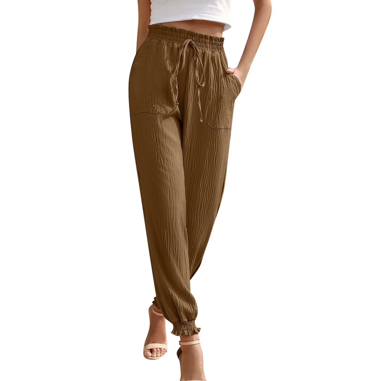 Atienubee Sweatpants Women Joggers Personality High Waist Solid Color