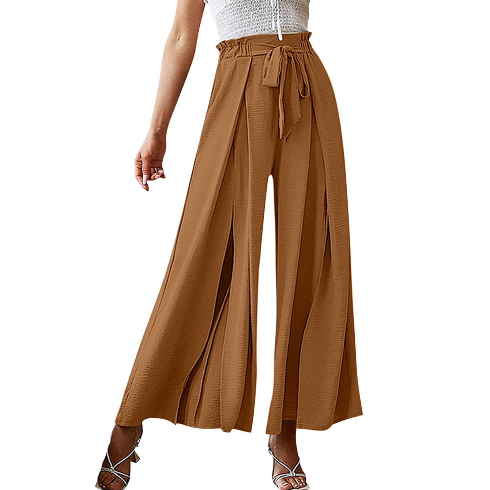 Atienubee Wide Leg Pants Woman Palazzo Women Fashion Bow Loose High