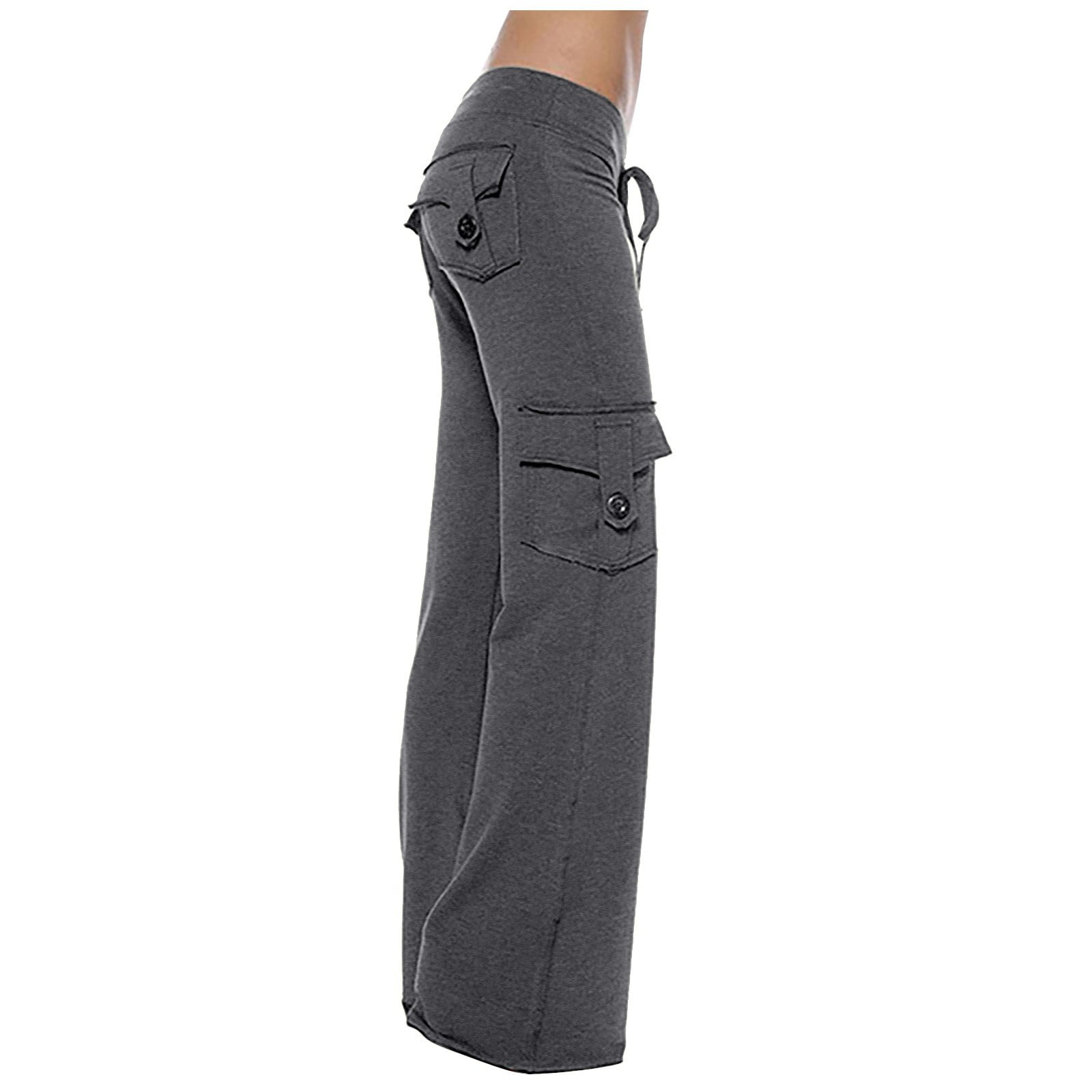 Atienubee Women Yoga Legging Pants Women Elastic Waist Casual Cargo