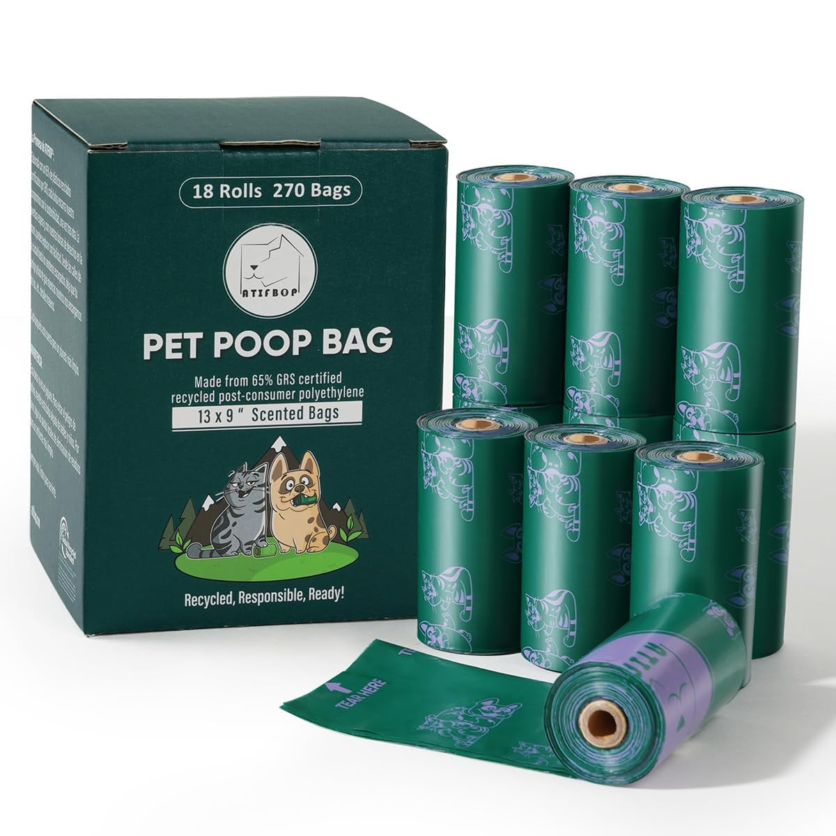 ATIFBOP Dog Poop Bags Rolls, Extra ATT1Thick and Leak-proof Poop Bag ...