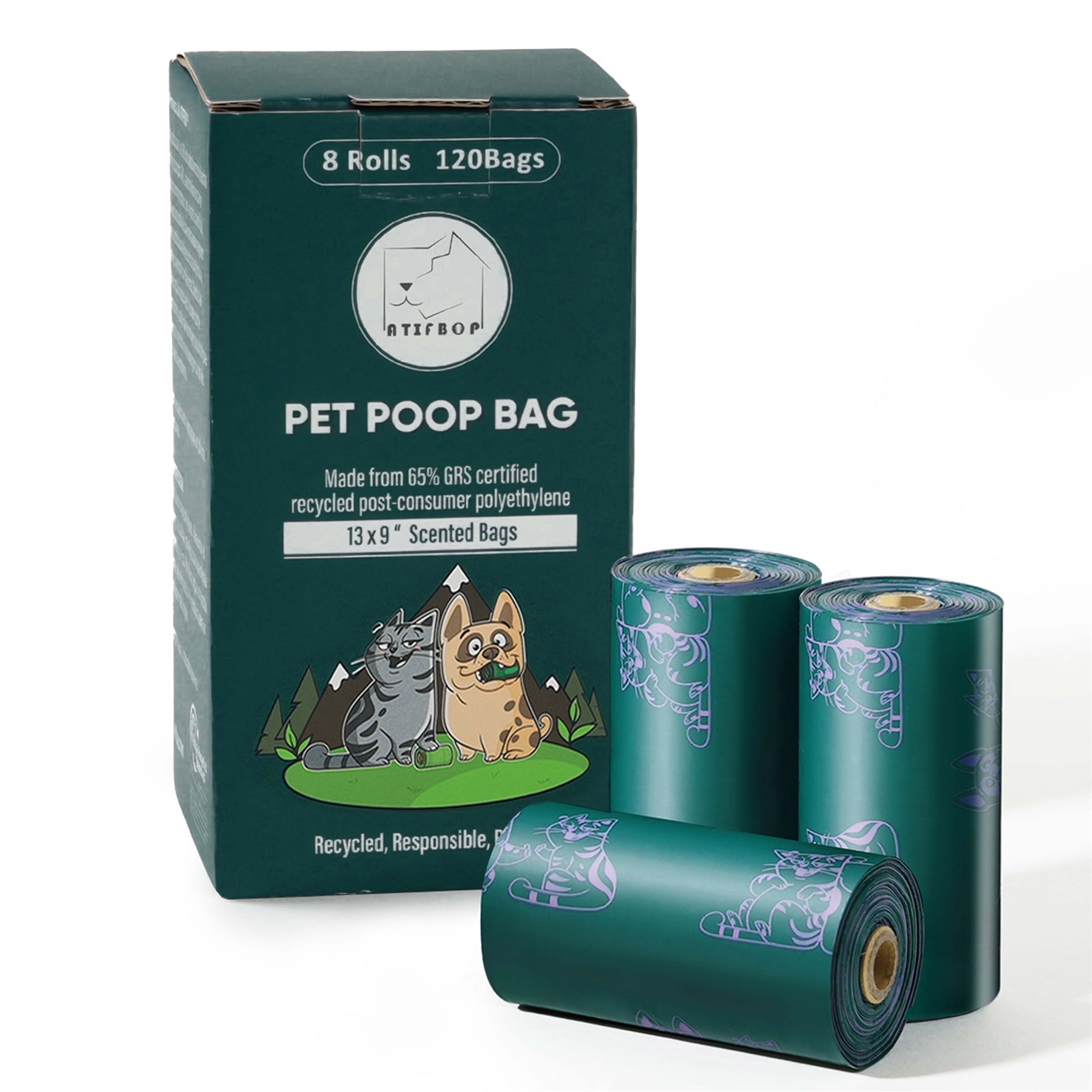 ATIFBOP Recycled Dog Poop Bags,65% GRS-Certified Recycled Plastic 120 ...