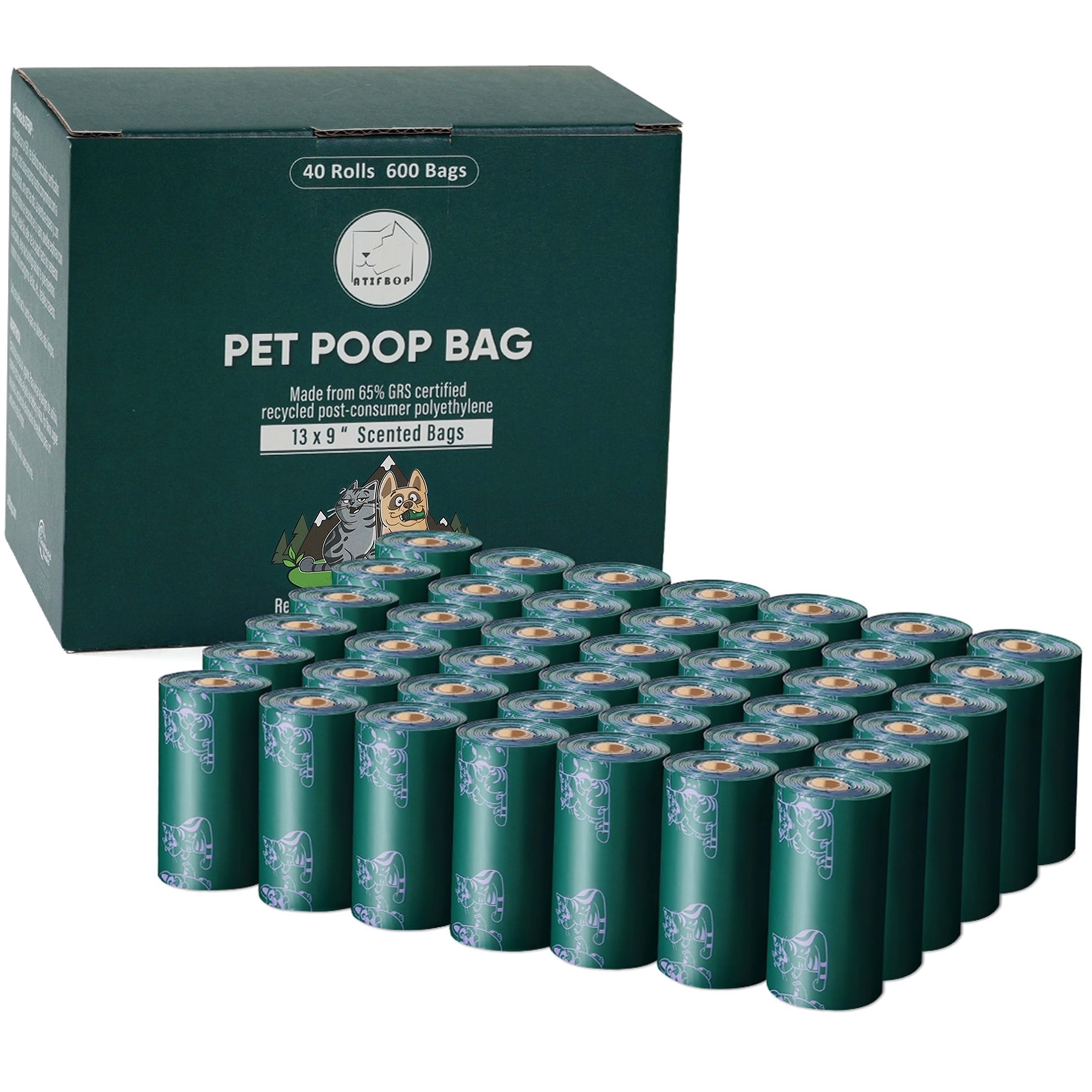 ATIFBOP Recycled Dog Poop Bags,65% GRS-Certified Recycled Plastic 600 ...