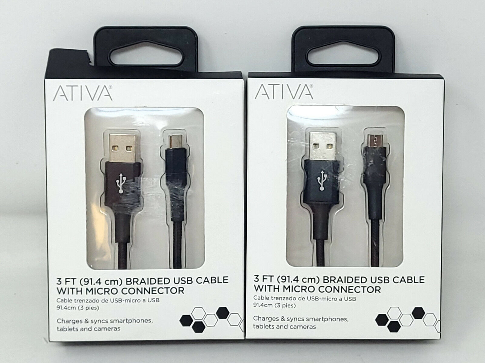 ATIVA USB Type-A to Micro USB Cable, 3', Black, 45849 - Walmart.com